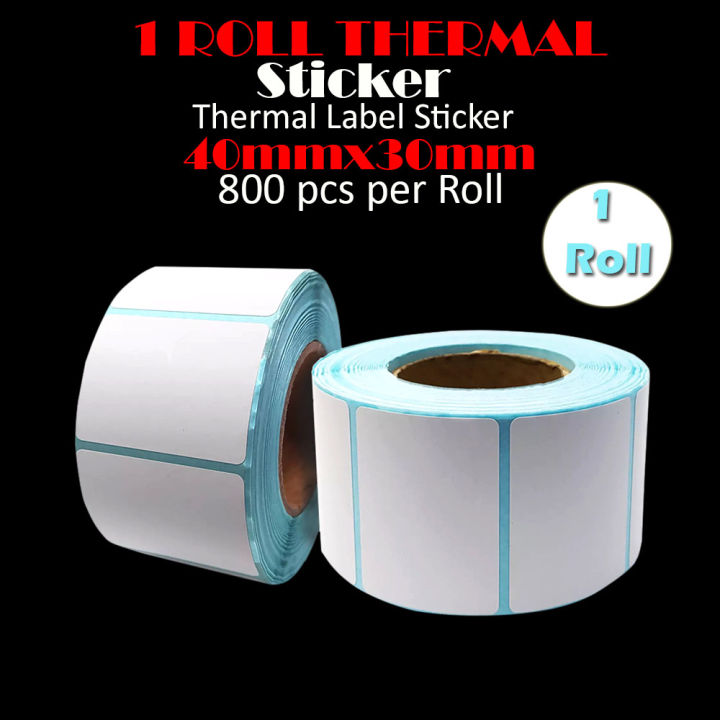 1 Roll 40mmx30mm Plain White Direct Thermal Self-Adhesive Sticker Label ...