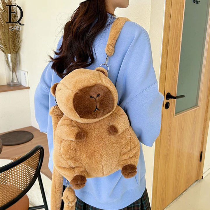 QFDI Kapibala Kids plush Toy Backpack fashion Puffer Fish Backpack Cute ...