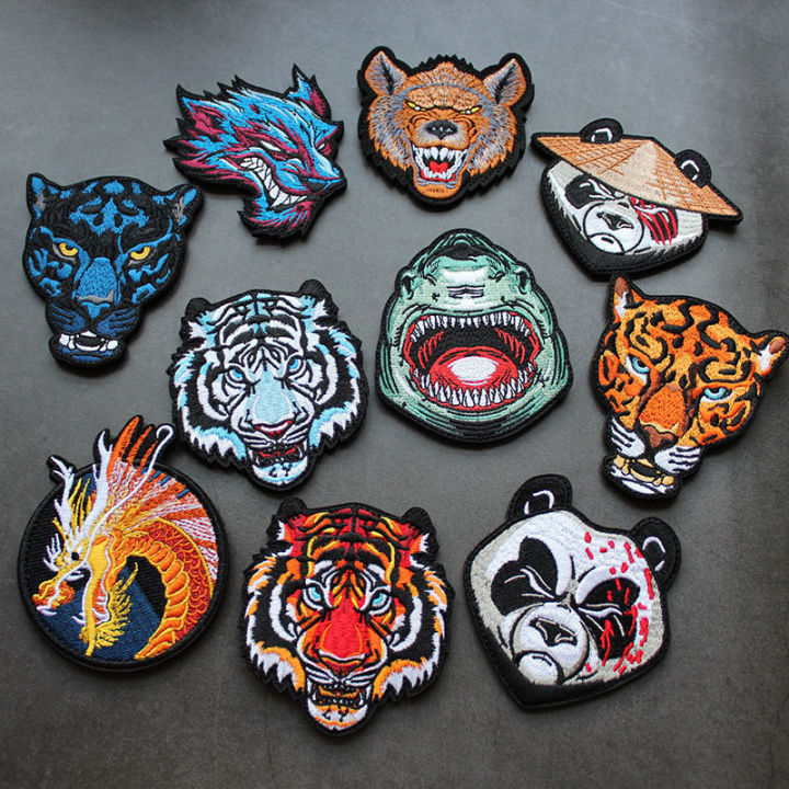 Embroidered Velcro Animal Jungle King Tiger Head Morality Seal Kung Fu ...