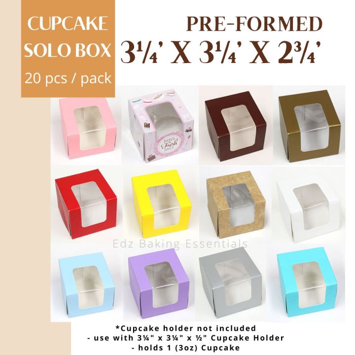 Cupcake Solo Box- Pre-Formed 3¼” x 3¼” x 2¾” -20pcs (RM Boxes) | Lazada PH