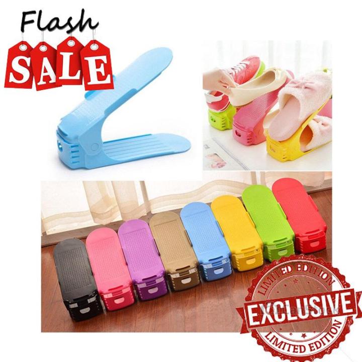 1 Piece Shoes Organizer Double Layer Adjustable Hard Plastic Insert ...