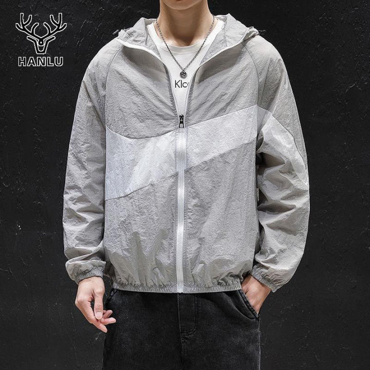 Hanlu เสื้อกันแดดกันน้ำผู้ชาย เสื้อโค้ทสไตล์ลำลอง กันแดดกันยูวี เสื้อ ...