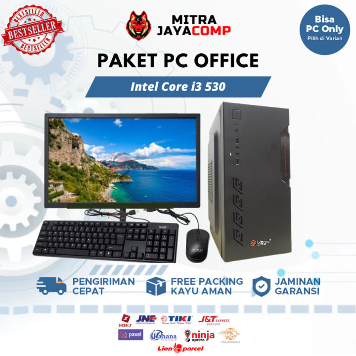 PC Rakitan Office Fullset Core i3 530 RAM 8GB SSD HDD + Monitor 19 inch komputer full set ...
