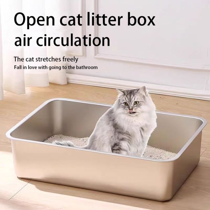 Stainless Steel Sandbox, Anti- Kitten Toilet, High Sided Metal | Lazada
