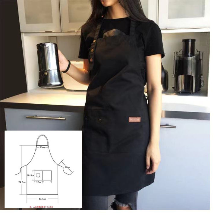 Canvas Waterproof Apron Coffee Shop Barber Working Bib Kitchen Cooking ...