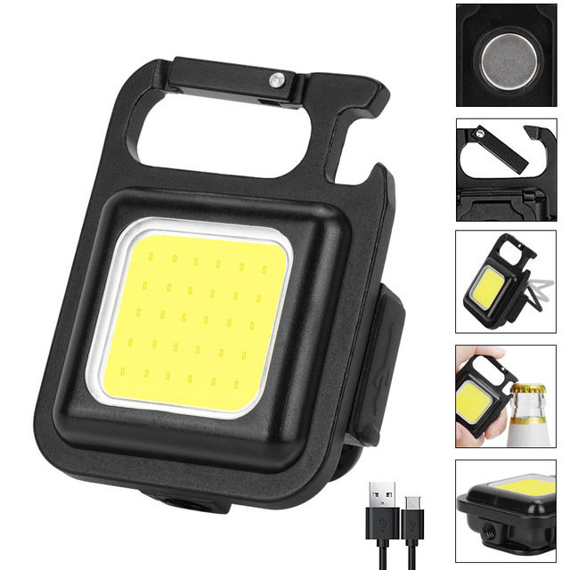 Mini LED Flashlight Work Light Portable Pocket Flashlight Keychains USB ...