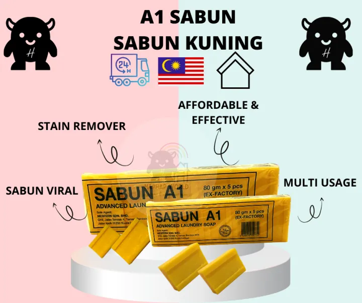 4 X80g A1 SABUN / SABUN ECO / LAUNDRY SOAP / SABUN CHEAP / SABUN YELLOW ...
