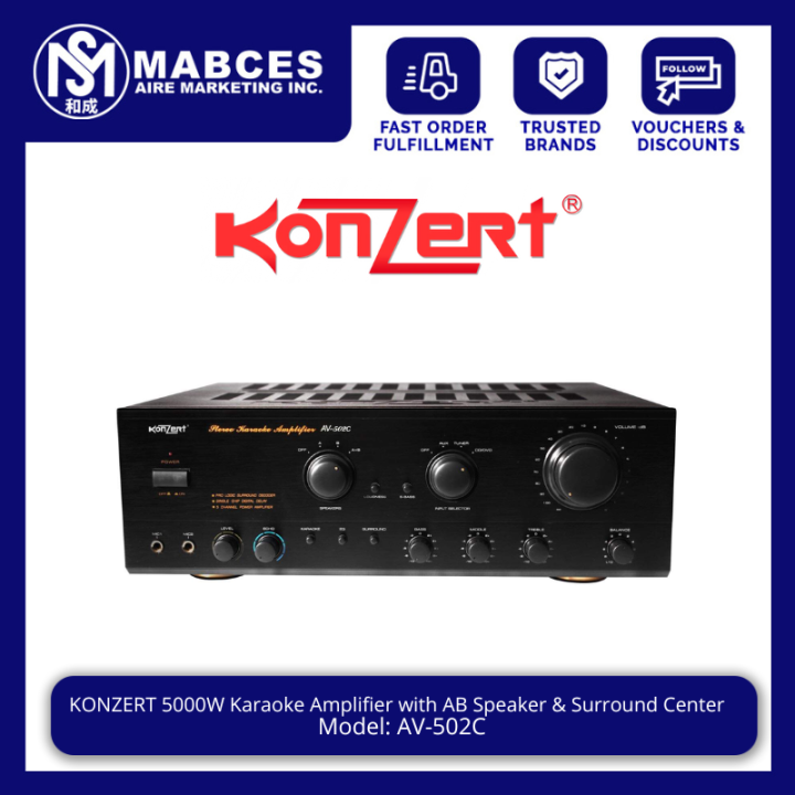 Konzert 5000W Karaoke Amplifier with AB Speaker & Surround Center AV ...