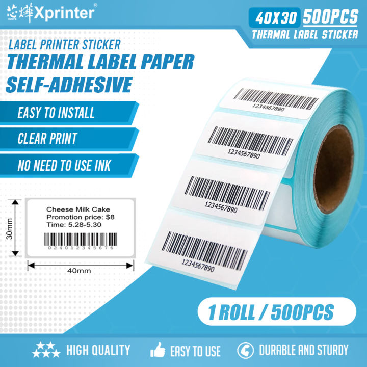 Xprinter 40x30mm Thermal Label Adhesive Sticker Paper 40mm X 30mm ...