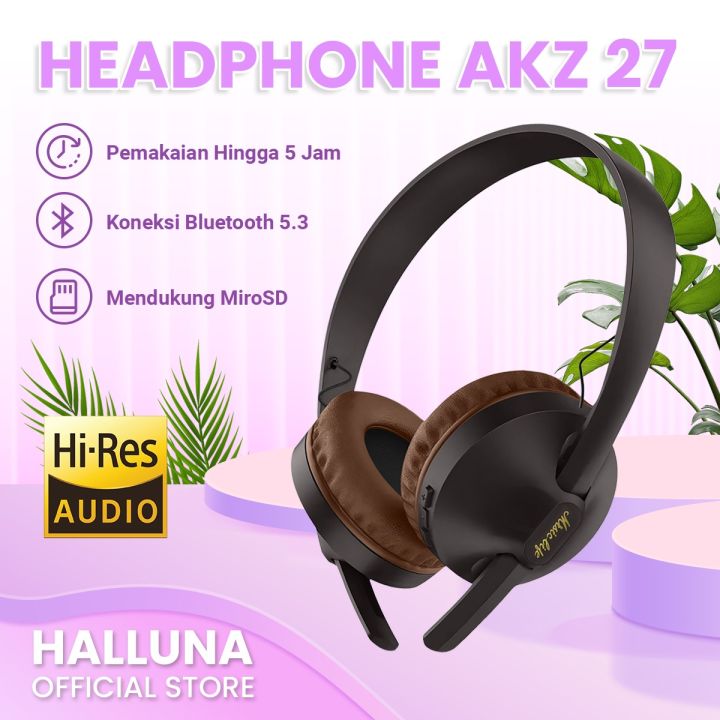 Halluna AKZ 27 Bluetooth Headphone Bluetooth 5.1 IPX4 Waterproof Wireless Headphones HiFi Stereo ...