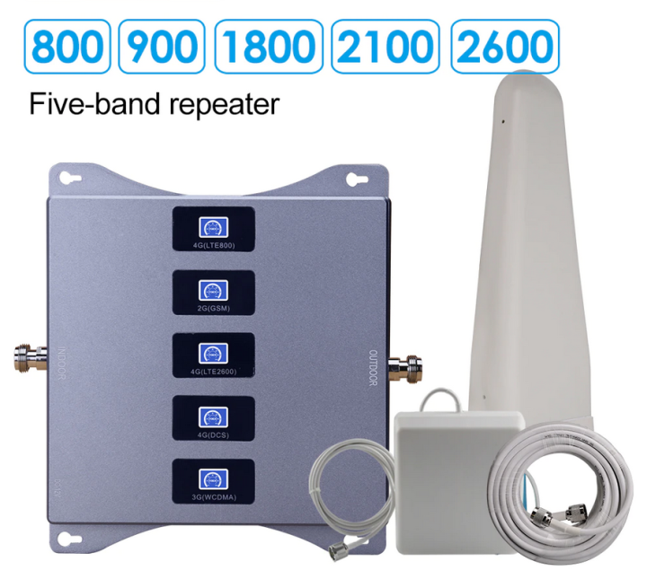 5-Band Repeater สัญญาณ800 900 1800 2100 2600 Dual อินเทอร์เน็ต4G LTE ...