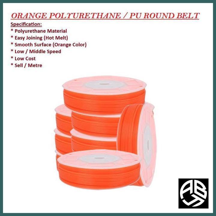 POLYURETHANE CONVEYOR BELTS PU ROUND BELT 3MM ORANGE HALUS ROLL ...