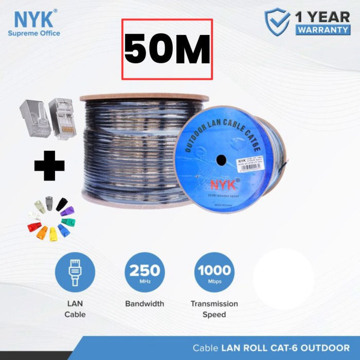Nyk Kabel lan 50 Meter Nyk Outdoor cat 6e utp - Cable lan rj45 nyk cat6 | Lazada Indonesia