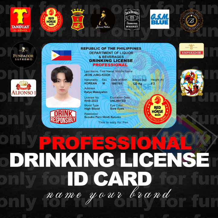 PERSONALIZED DRINKING LICENSE - PVC ID - CUSTOMIZED ID | Lazada PH
