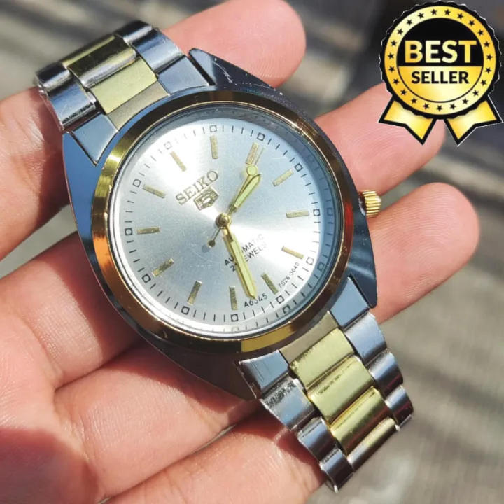 SEIK0 5 21 Jewels Automatic Movement HW Two-Tone Stainless Steel Watch ...