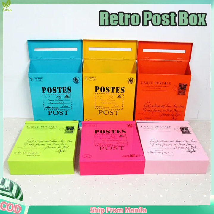 【In Stock】Retro Mailbox Outdoor Metal Post Box Letter Mailbox Wall ...