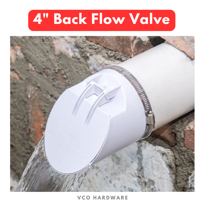 4" PVC Back Flow Valve with Pipe Clip/Underground Pipe/Drainage Pipe ...