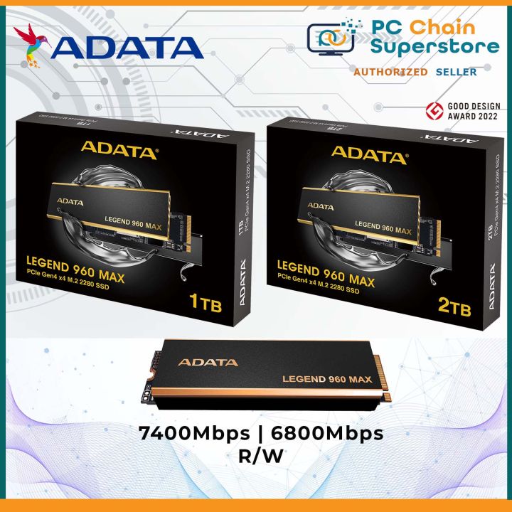 Adata Legend 960 MAX 1TB / 2TB PCIE Gen 4 M.2 NVME Gaming SSD w ...