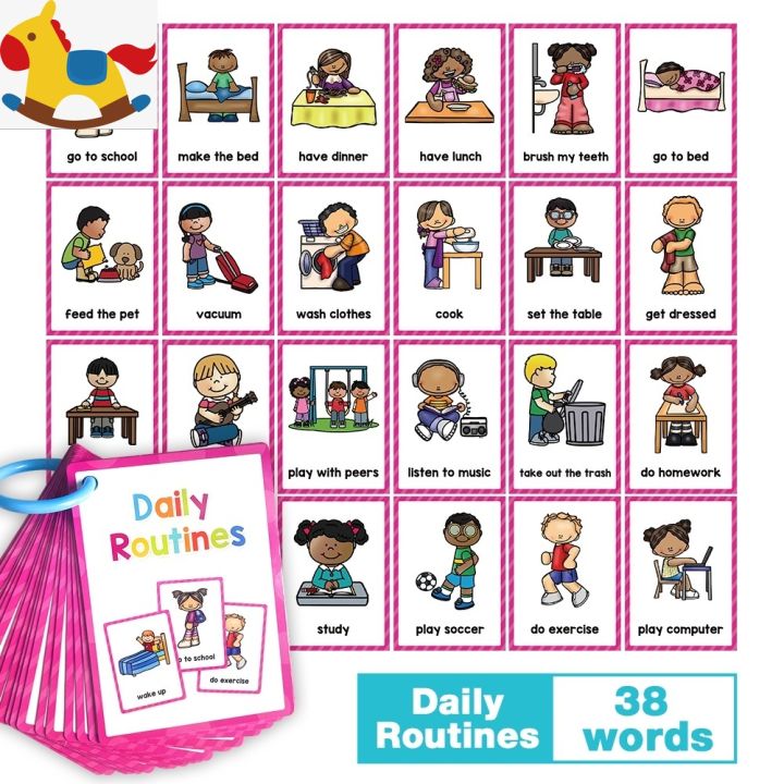 Daily Routines English Flashcards for Kids Baby Learn English Word ...