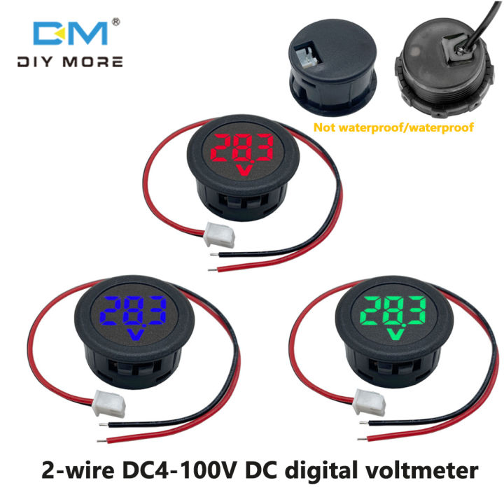 diymore LED Digital Display Circular 2-wire Voltmeter DC 4-100V DC ...