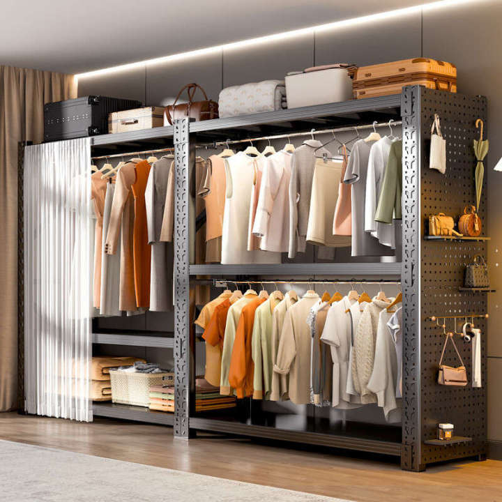 Open Shelf Wardrobe Simple Assembly Home Bedroom Rental Storage Steel ...