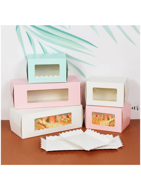 Cake roll window box with tray/pastry / long roll packaging box ...