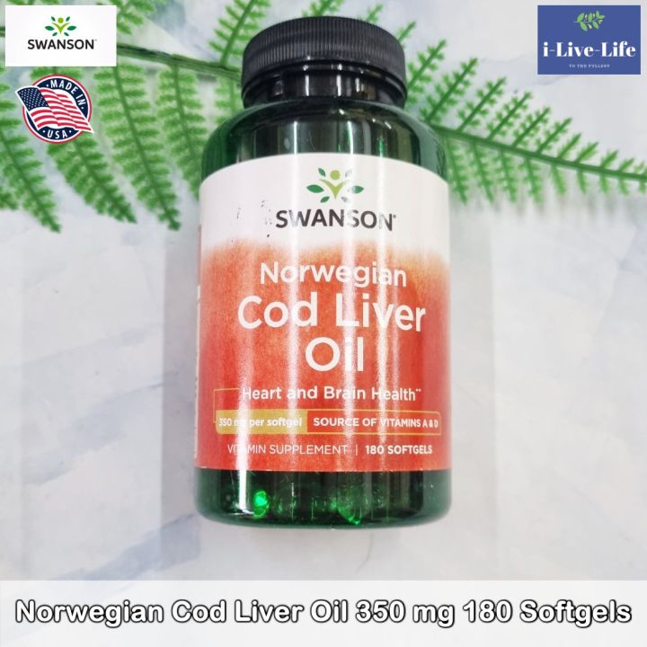 น้ำมันตับปลา จากนอร์เวย์ Norwegian Cod Liver Oil 350 mg 180 Softgels ...