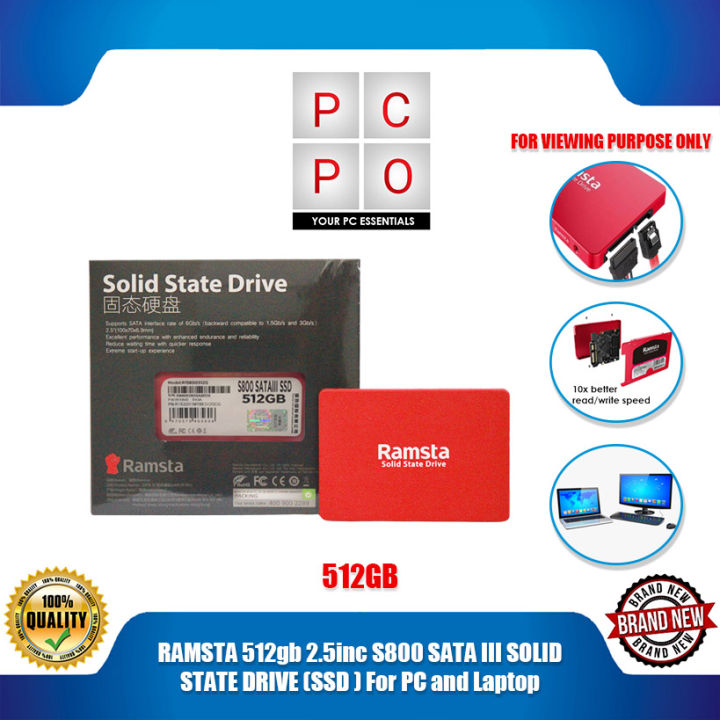 RAMSTA 512gb 2.5inc S800 SATA III SOLID STATE DRIVE (SSD ) For PC and ...