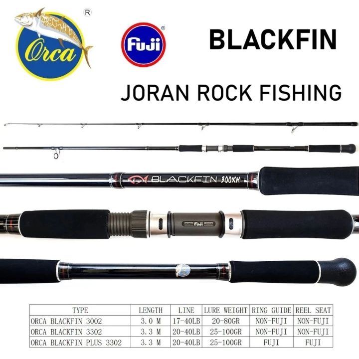Joran pancing Orca Blackfin Karangan 300 330cm 40LB sambung 2 Carbon Fuji dan non fuji rock ...