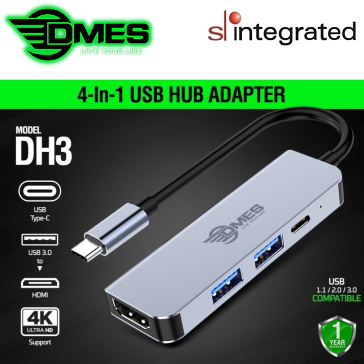 DMES DH3 4-in-1 Multi Function USB Hub Adapter with Expansion Port ...