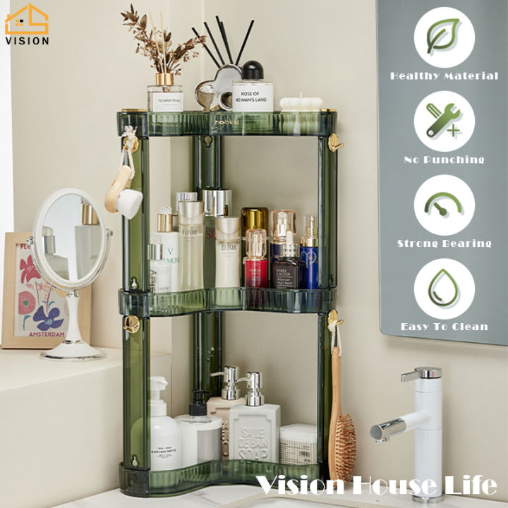 Vision Desktop Cosmetics Storage Rack Bathroom Table Corner Skin Care ...