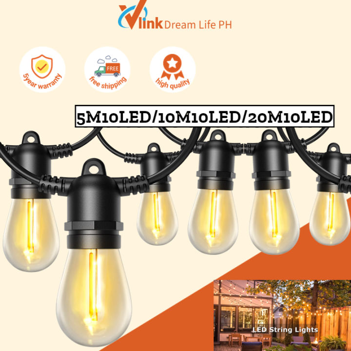 LED Outdoor String Lights, Edison Bulb String Lights for Garden Porch ...