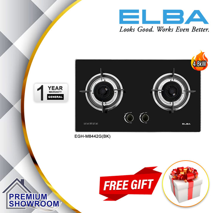 (AUTHORISED DEALER) ELBA 2 Burners 4.8kW Built In Glass Hob / Gas Stoves / Glass Stove / Built ...