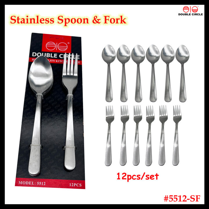 DOUBLE CIRCLE High Quality Stainless Steel Spoon & Fork 12pcs/set 5512 ...