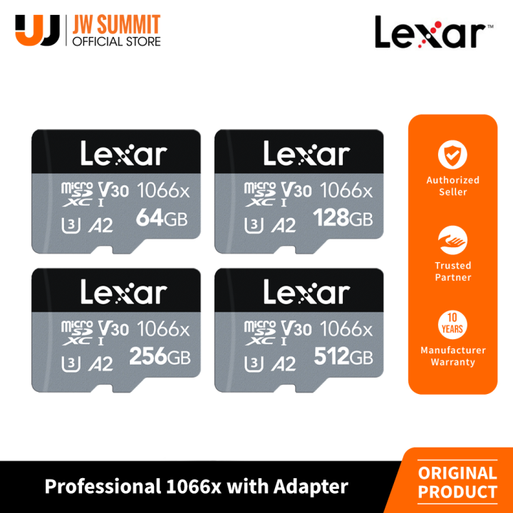 Lexar Professional 1066x 64GB/128GB/256GB/512GB Silver MicroSDXC UHS-I ...