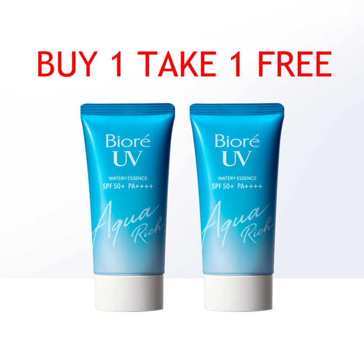 【Buy 1 Get 1 Free】Biore UV Aqua Sunscreen Waterproof Rich Watery Essence SPF 50+ PA+++ | Lazada PH