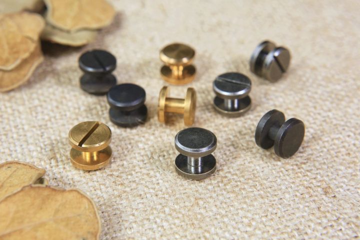 10 Sets 3mm 4mm 5mm Solid brass Chicago screws rivets for leather ...