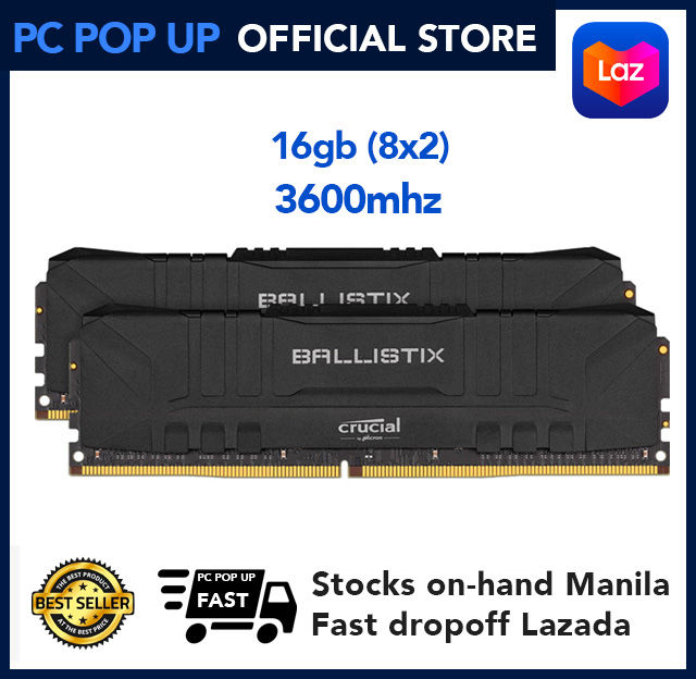 Crucial Ballistix DDR4 RAM 16GB 3600mhz CL16 Desktop Gaming Memory (8GB ...