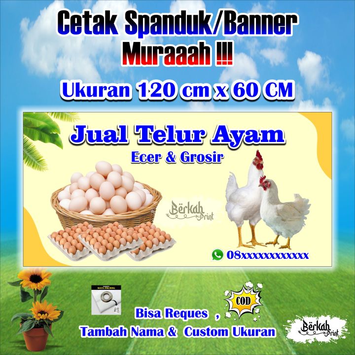 Spanduk Banner Jual Telur Ayam Ukuran 120 cm x 60 cm | Lazada Indonesia