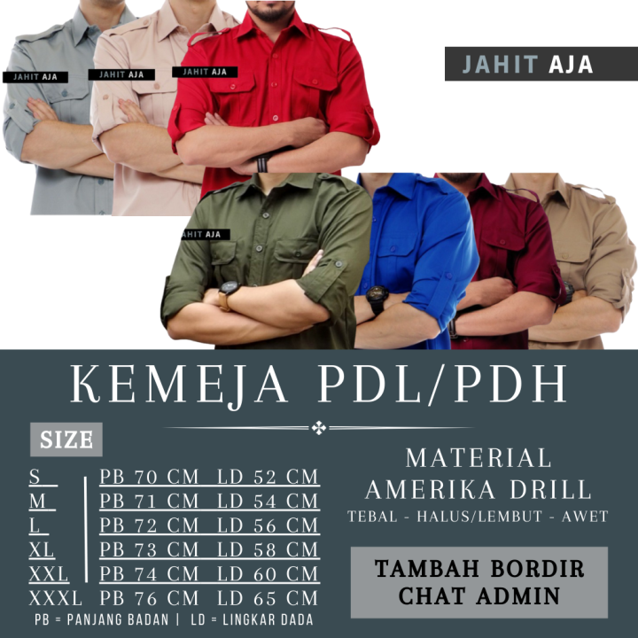 JUMBO - Baju Kemeja PDL Lengan Panjang Seragam Kerja PDH Atasan Formal Banyak Pilihan Warna ...