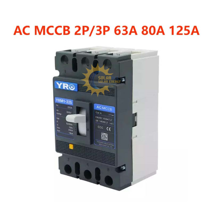 AC MCCB 2P 3P 63A 80A 125A AC800V 35kA Air Switch Moulded Case Circuit Breaker Overload ...