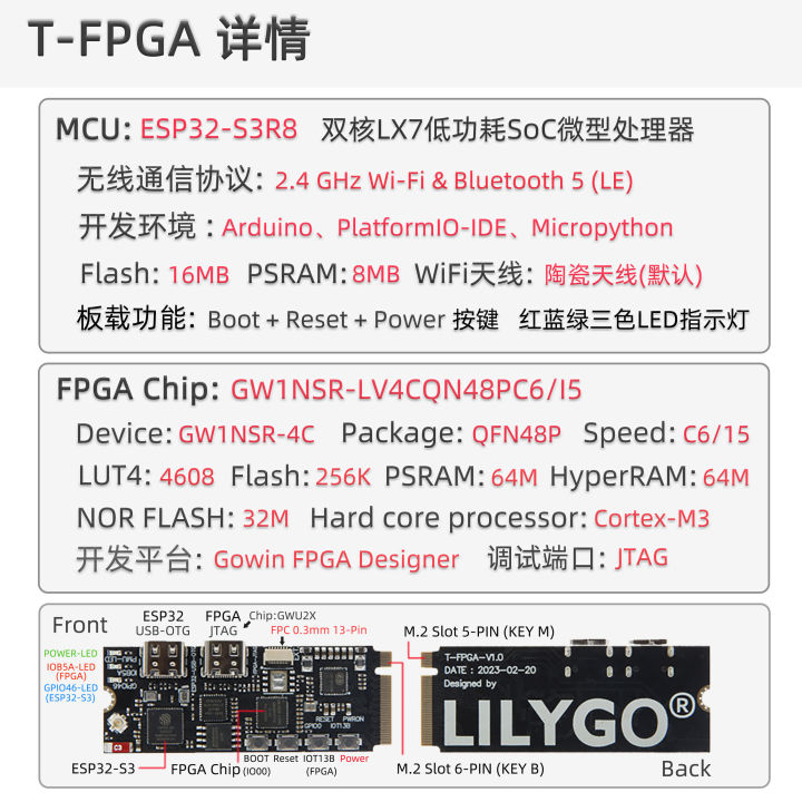 LILYGO? ? T-FPGA ESP32-S3 FPGA GW1NSR Low Power Microcontroller Development Board | Lazada PH