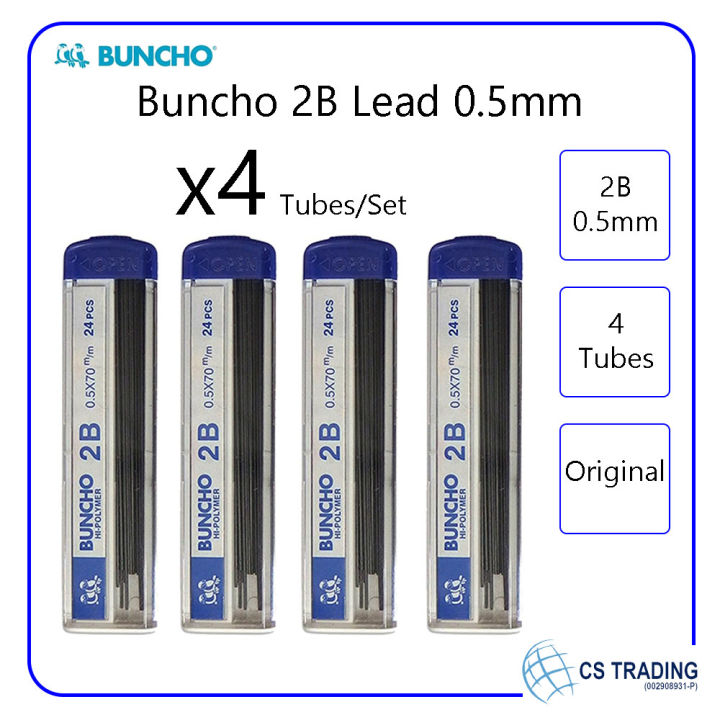 4 Tubes x Buncho Hi-Polymer 2B Pencil Lead 0.5mm 0.7mm | Lazada