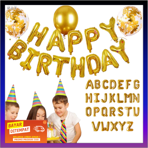 Balon Foil Huruf Gold ± 40Cm Ballon Foil Abjad Alphabet Polos Balon ...