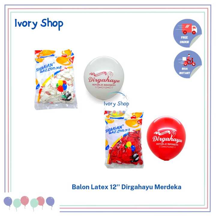 Balon Latex 12 inch HUT RI Merdeka Merah Putih Dirgahayu Indonesia ...
