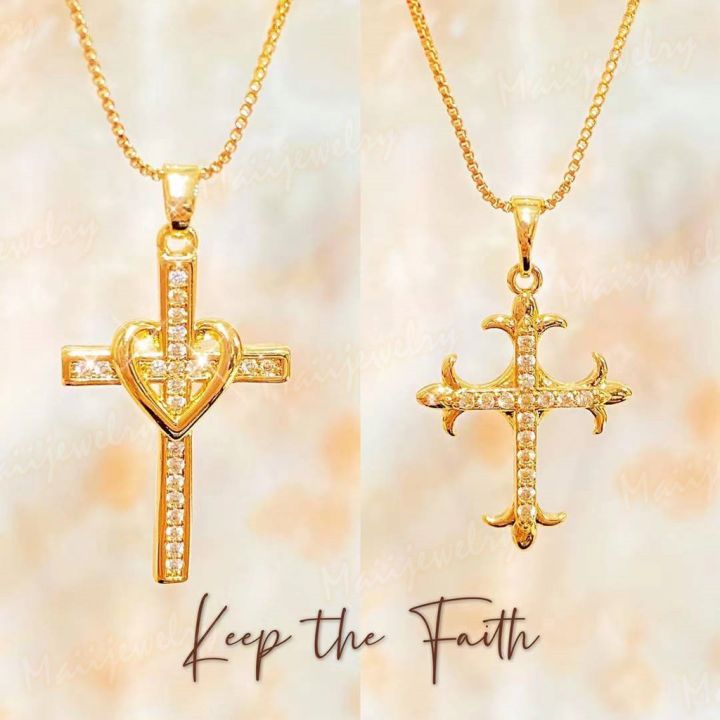 [Maii] RS060 Keep the Faith Cross Fashion Rosegold Prayer Pendant ...