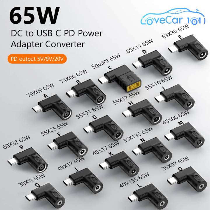 DC to USB C PD Power Connector PD65W Type C to DC Jack Plug Fast ...