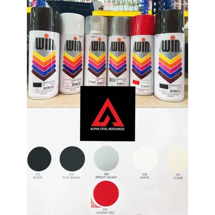 TOA WIN Aerosol Spray Paint (BLACK,WHITE,SILVER,RED,CLEAR,Flat Black ...