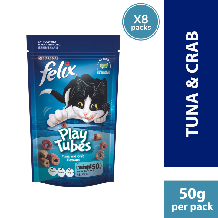 FELIX PLAY TUBES Tuna & Crab Dry Cat Treats (8 x 50g) | Lazada