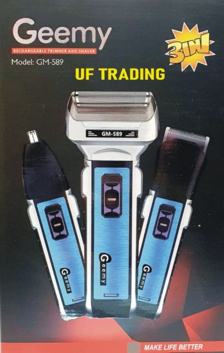 Hair Cutting Machine Pemotong Rambut Original Geemy GM-589 3 In 1 ...